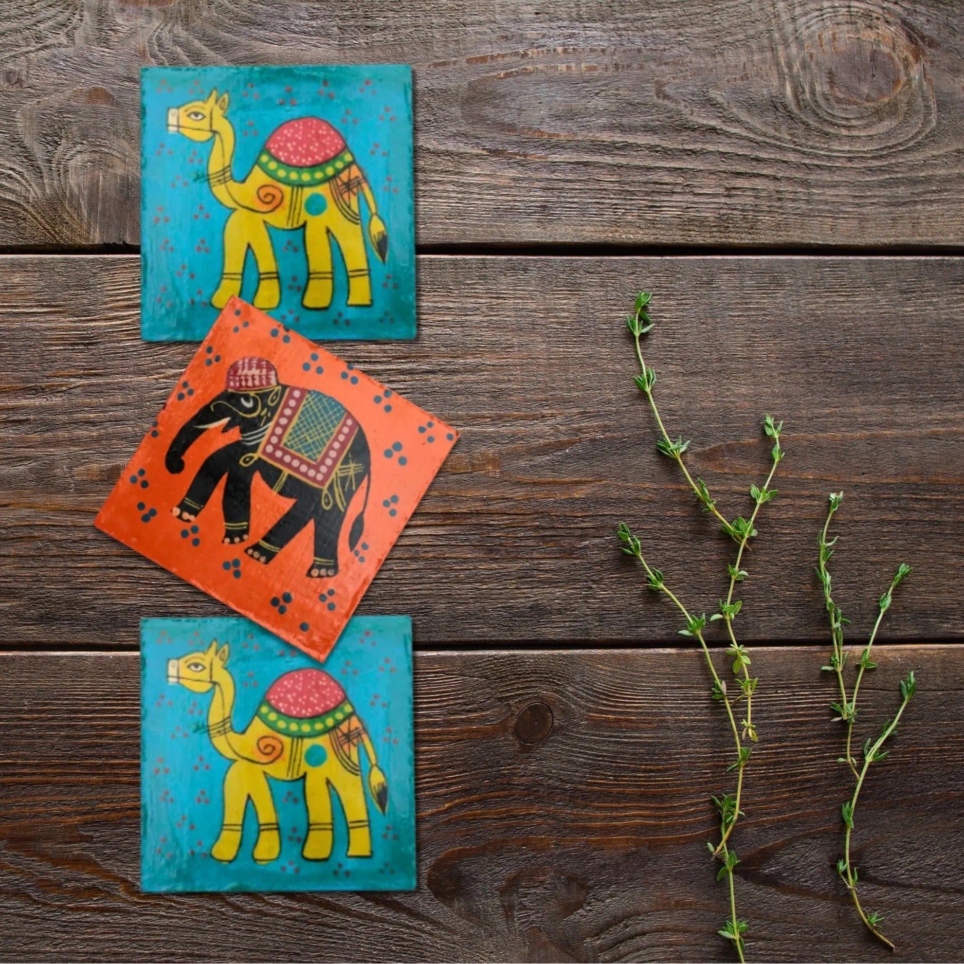 Colourful Block Print Coasters - Set of 4 – Hastvikas